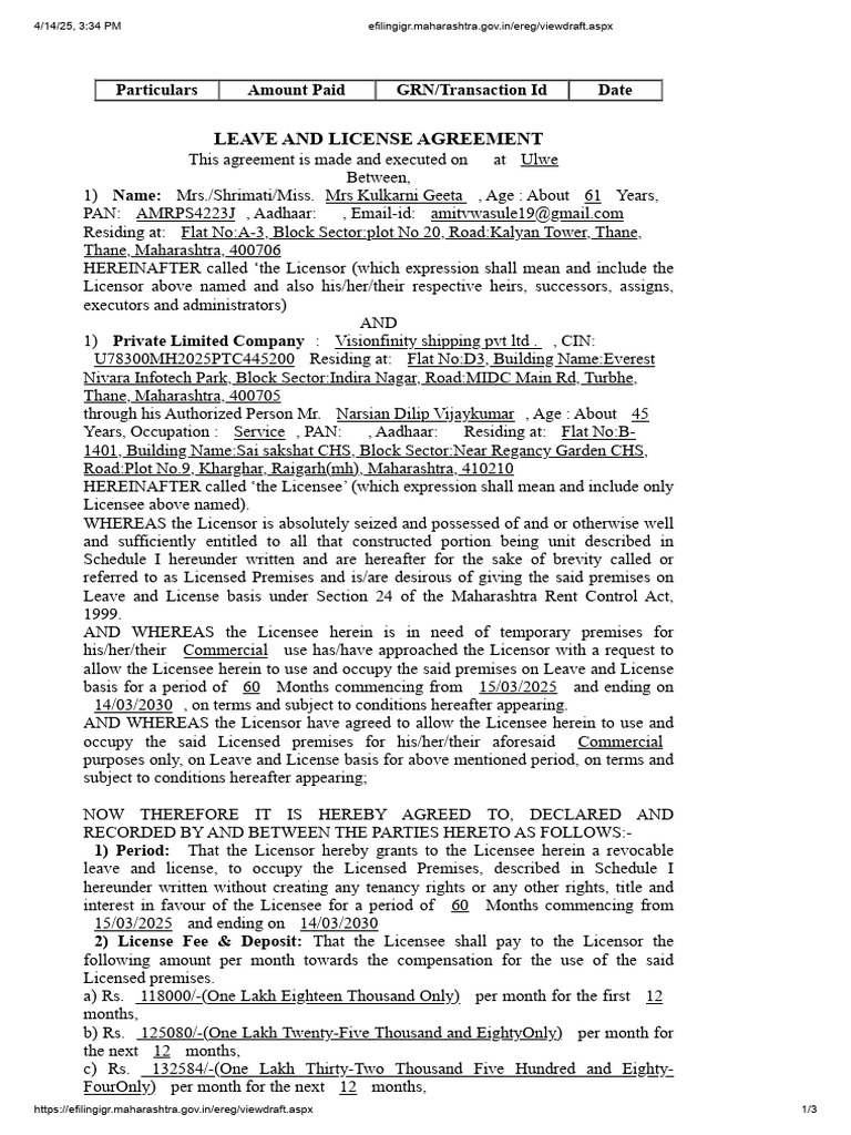 Turbhe Draft Dilip Sir Final | PDF | License | Lease