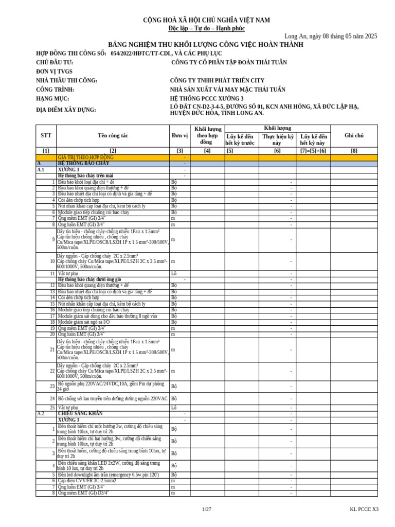 khối lượng PCCC | PDF