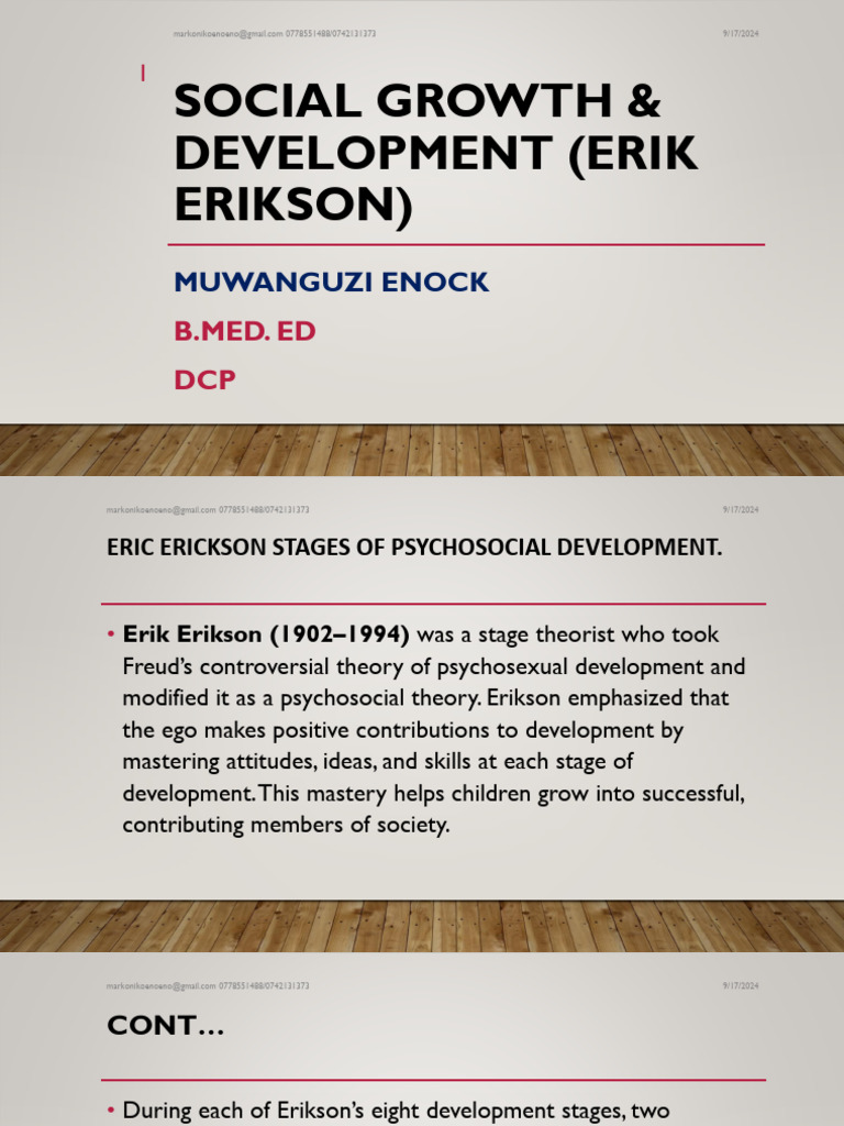 7 Erik Erikson's Theory of Social Growth & Development | PDF ...