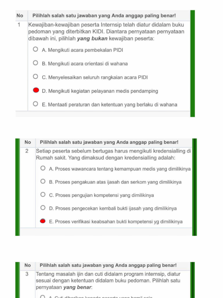 Pre Test Pembekalan Iship 2022 (1) | PDF