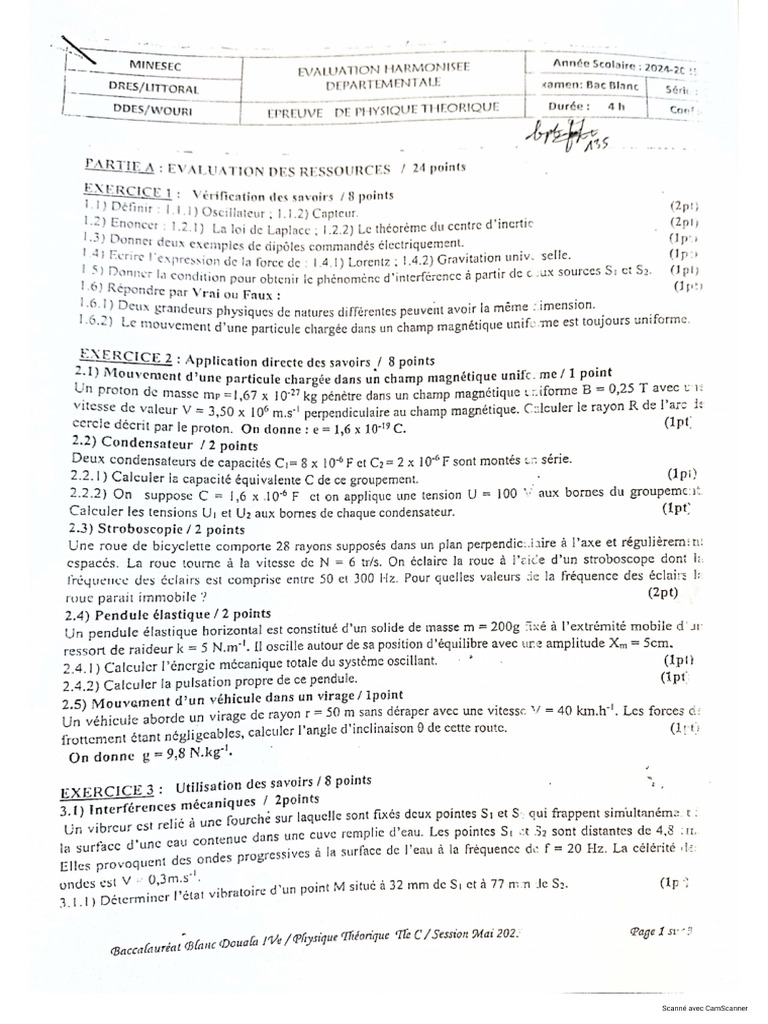 Bac Blanc - phy.tleC.2025.Dla3 | PDF