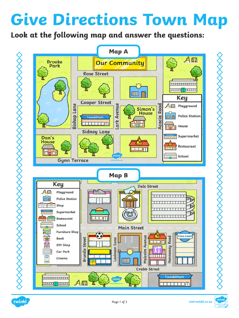 Za M 1700220823 Grade 3 Math Directions in A Town - Ver - 1 | PDF