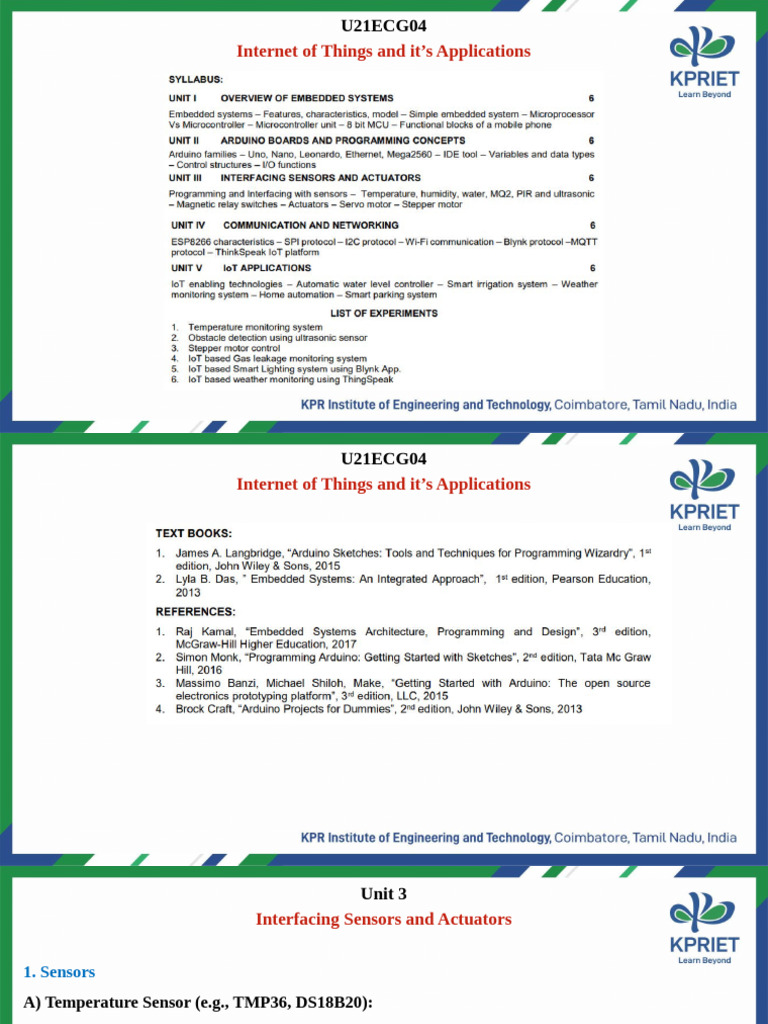 IoT and Its Applications - Unit 3 | PDF | Servomechanism | Electric Motor