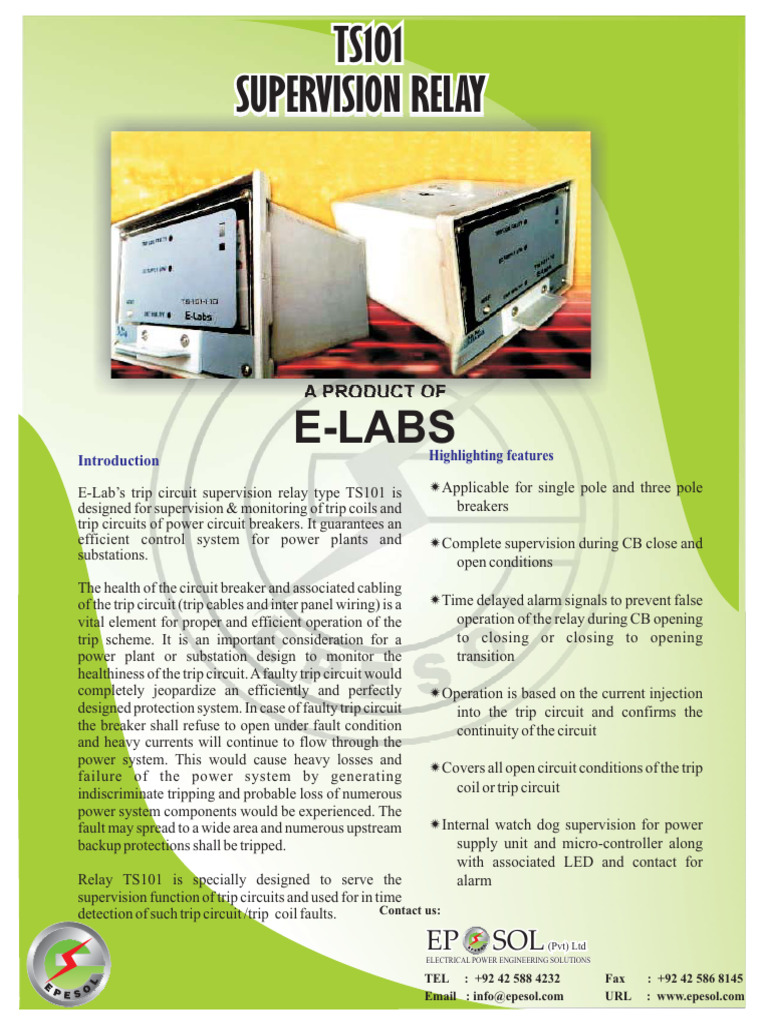E-LABS TS101 Supervision-Relay | PDF | Relay | Electronic Engineering