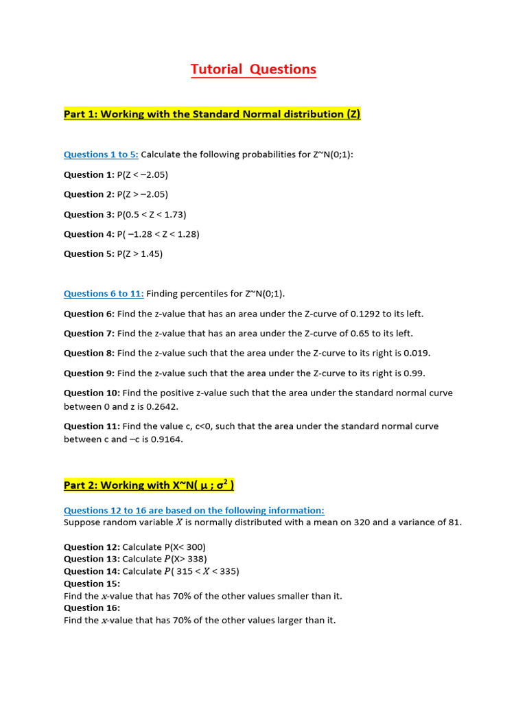 Tutorial 5 - Questions | PDF