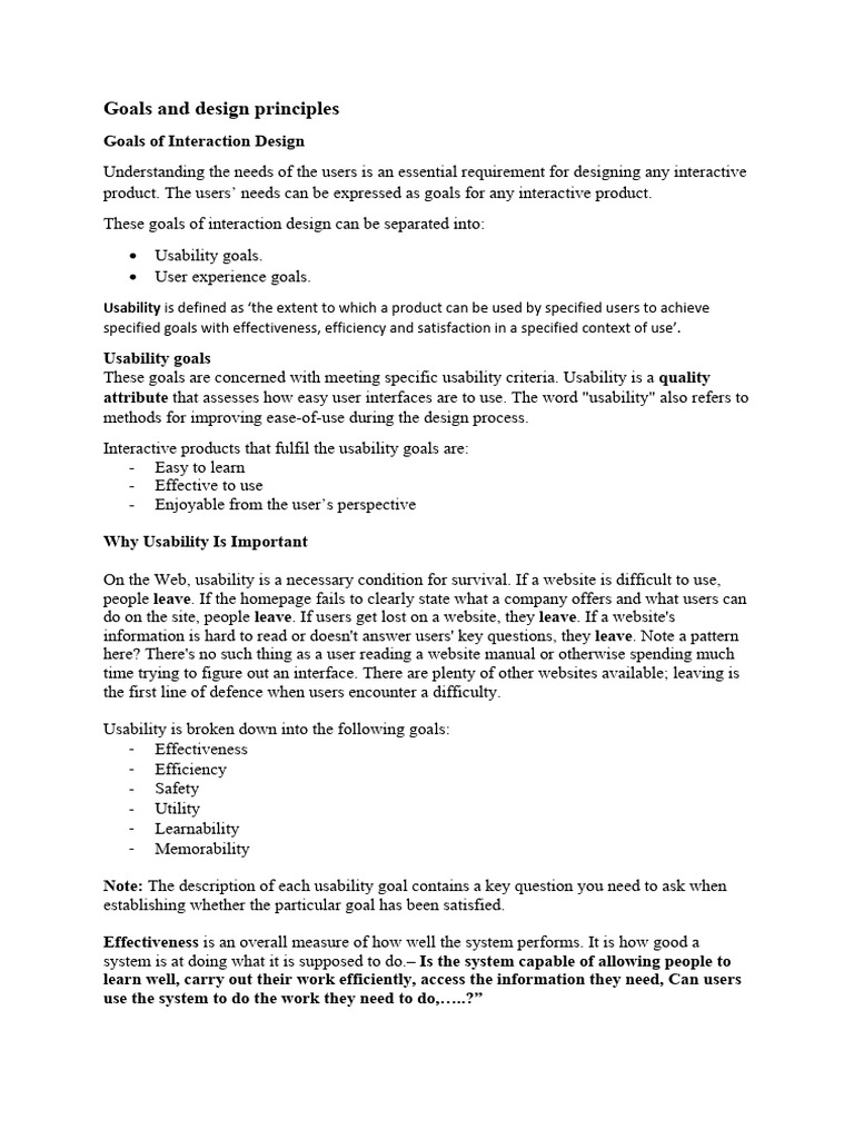 Usability Goals in Interaction Design | PDF | Usability | Graphical ...