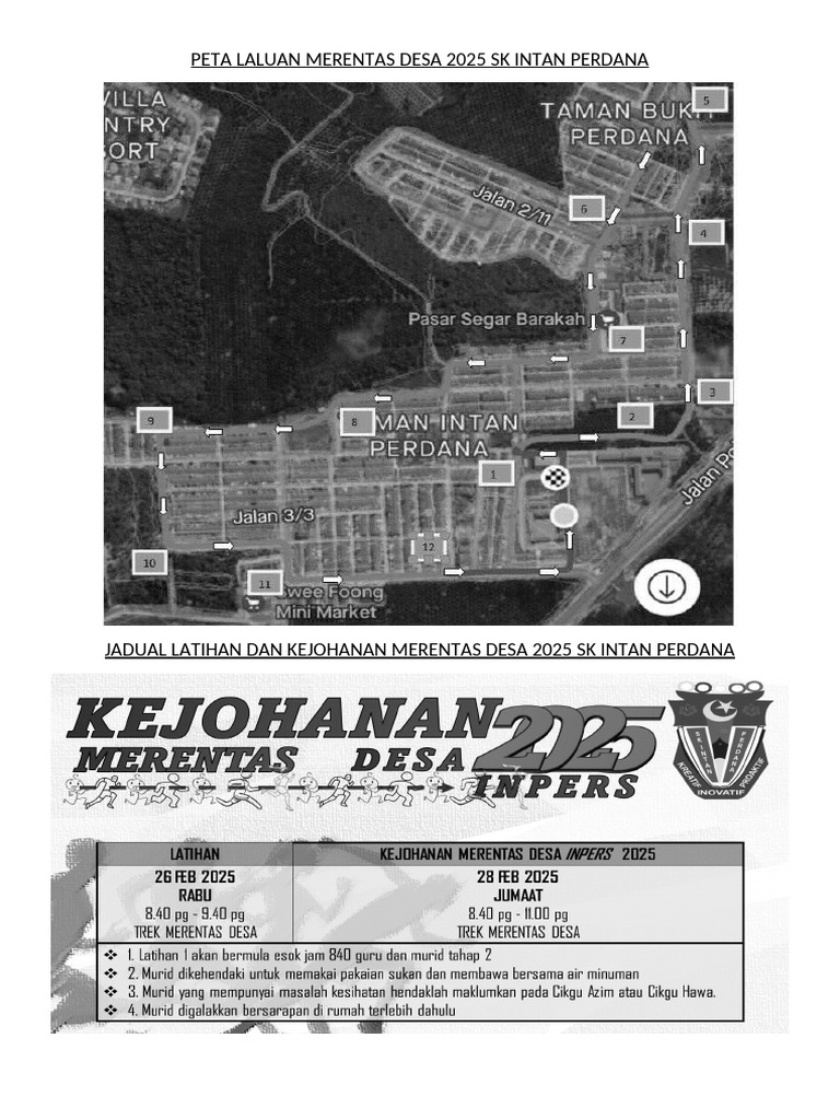 Peta Laluan Merentas Desa 2025 SK Intan Perdana | PDF