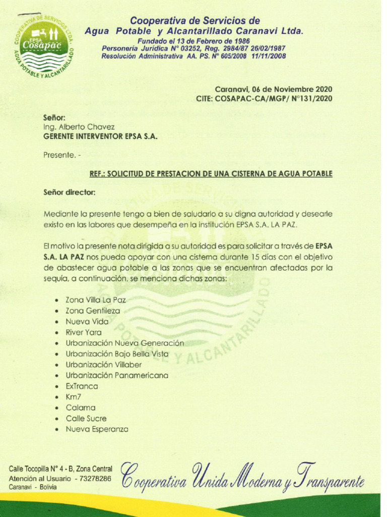 Epsa Sa La Paz | PDF