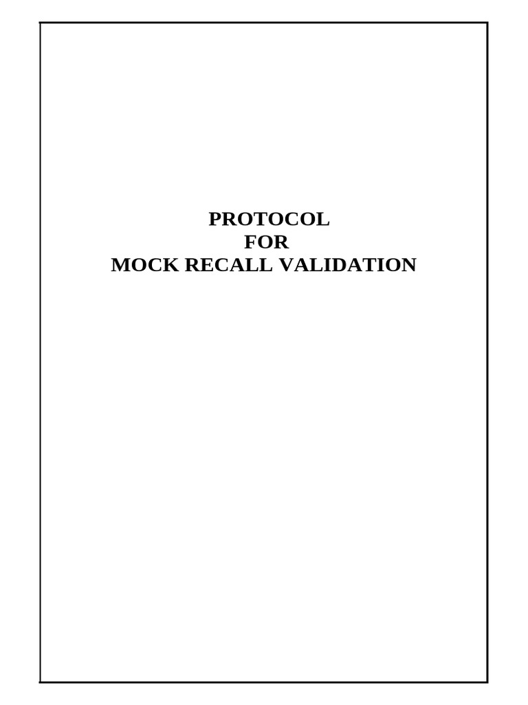 Mock Recall Protocol | PDF | Quality Assurance