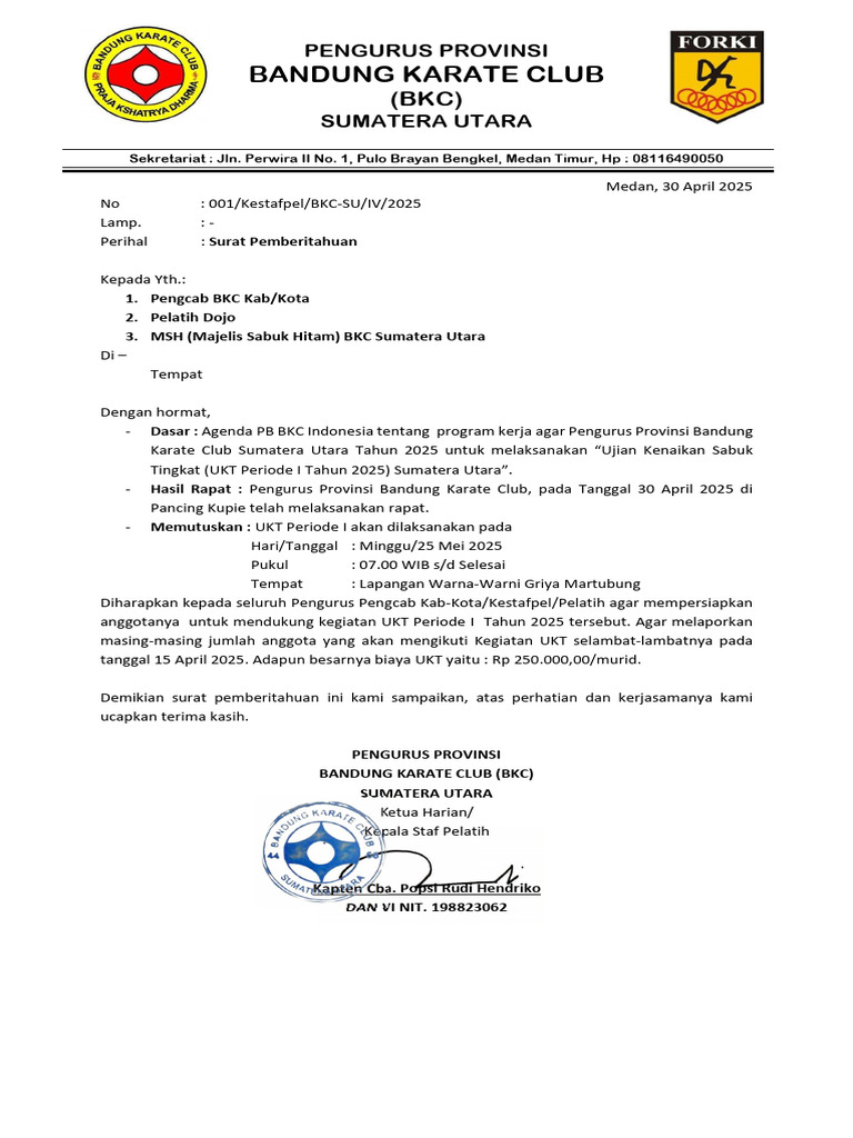Surat Pemberitahuan Ukt | PDF