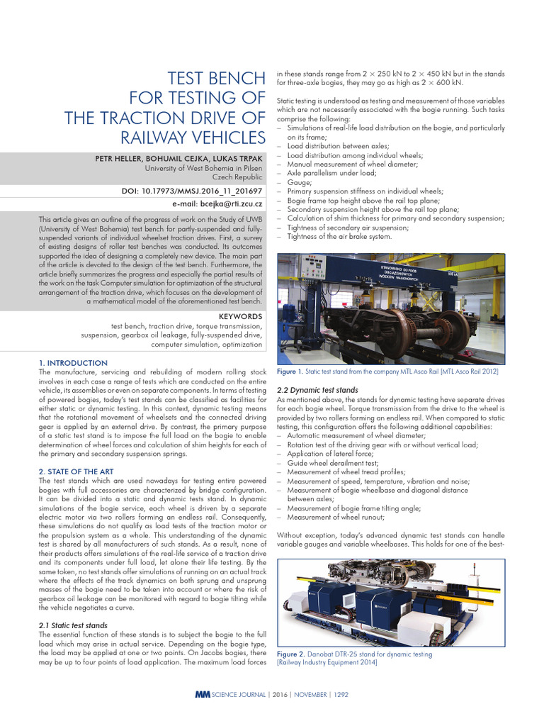Test Bench Design for Railway Bogies | PDF | Axle | Gear