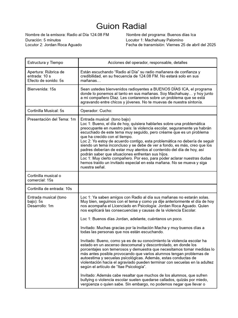 Guion Radial | PDF | Agresión
