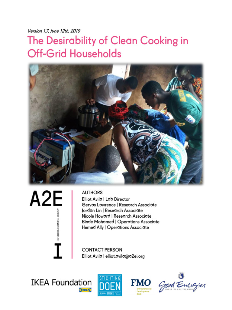 A2EI The Desirability of Clean-Cooking in Off Grid Households | PDF | Kitchen Stove | Pressure ...