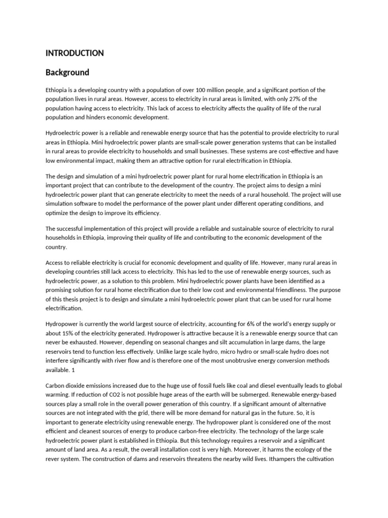 Mini Hydroelectric Power for Rural Ethiopia | PDF | Hydroelectricity ...