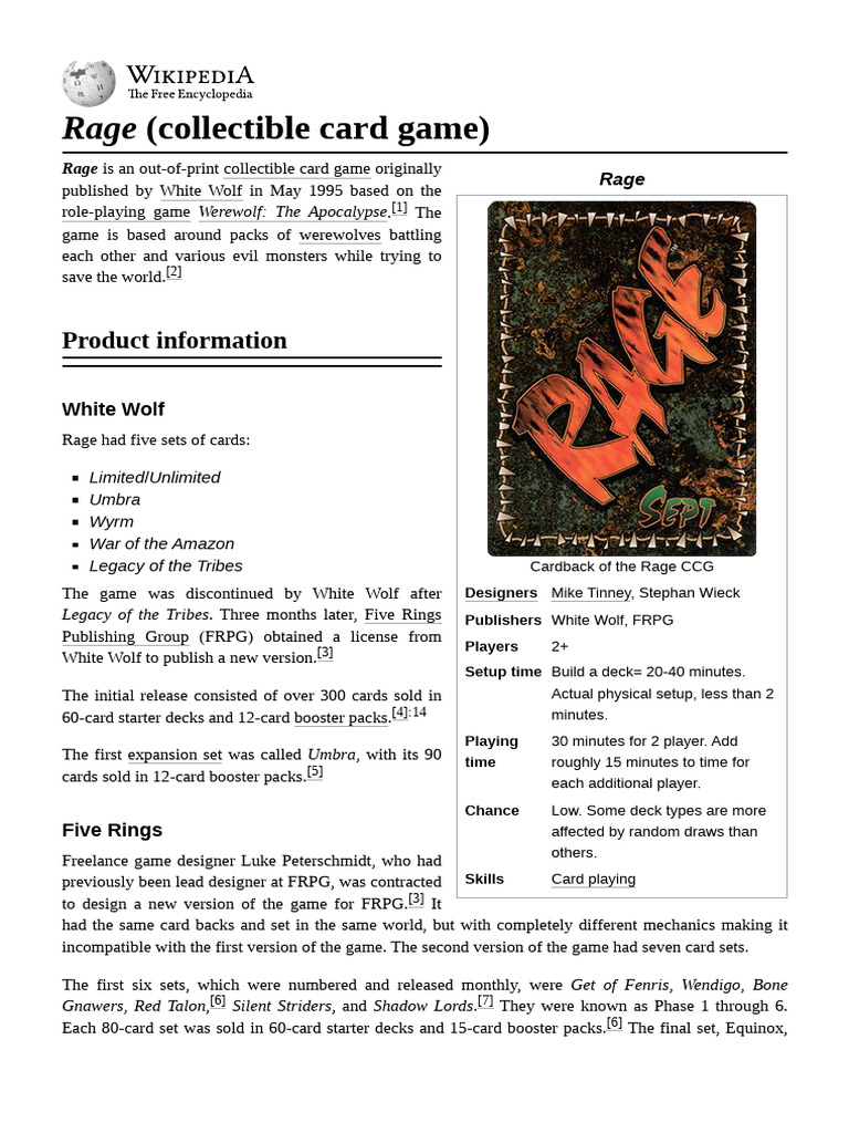 Rage (Collectible Card Game) | PDF | Games Of Chance | Wizards Of The Coast