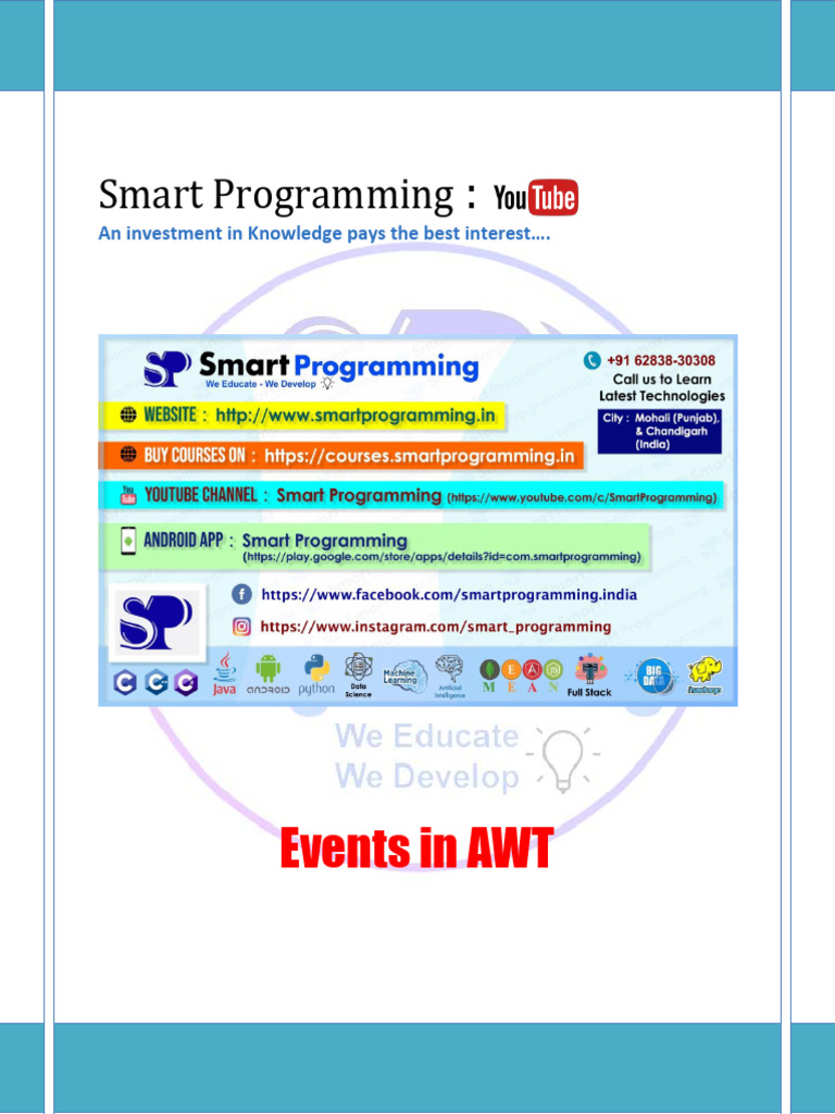 Events in Awt in Java by Deepak Smart Programming Lyst1434 | PDF