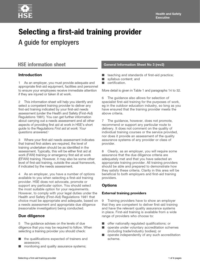 First Aider As Per UK HSE | PDF | First Aid