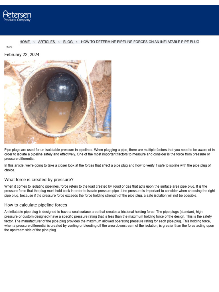 Calculating Forces for Pipe Isolation | PDF | Force | Pressure