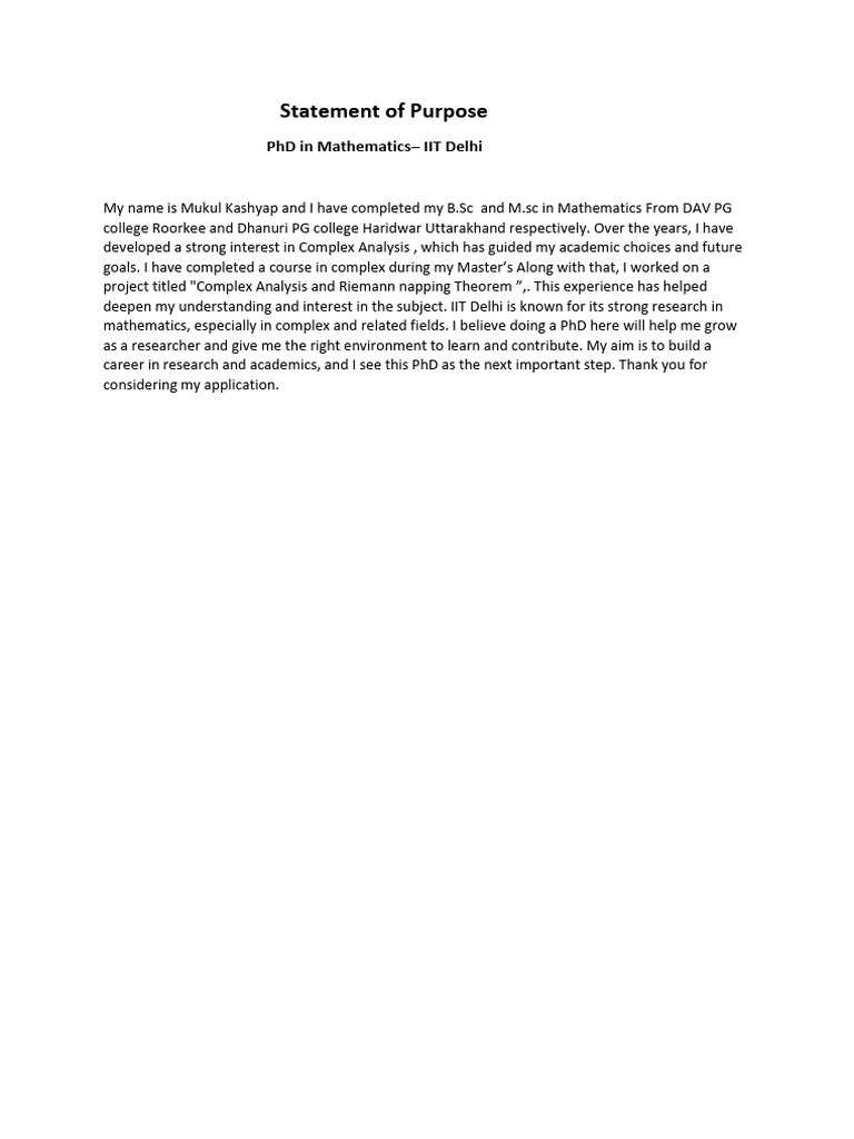 Statement of Purpose | PDF
