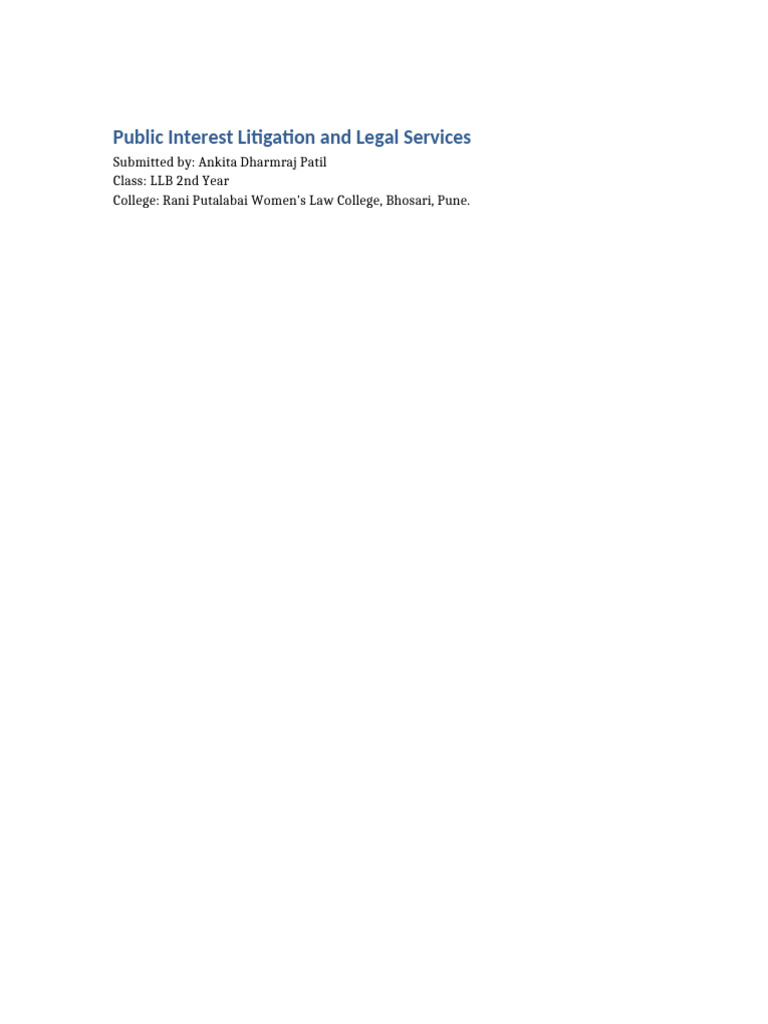 Public Interest Litigation Overview | PDF | Legal Aid | Marriage