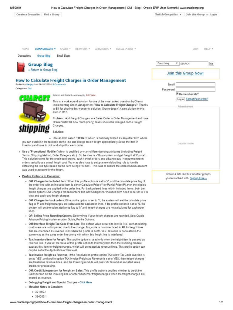 Calculate Freight Charges in Order Management | PDF | Invoice | Taxes