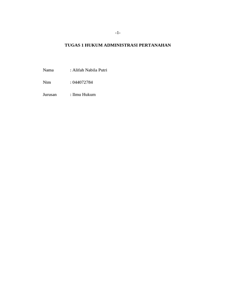 Tugas 2- Administrasi Pertanahan- Alifah Nabila Putri | PDF