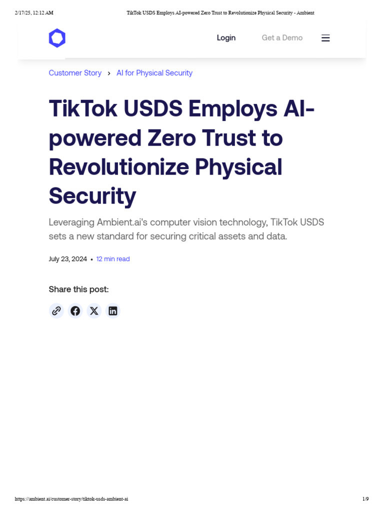 TikTok USDS Employs AI-powered Zero Trust To Revolutionize Physical ...