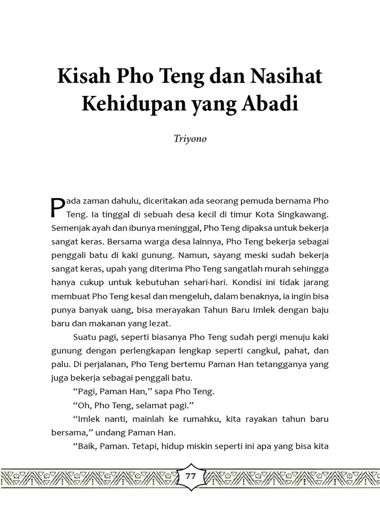 Kisah Pho Teng Dan Nasihat Kehidupan Yang Abadi | PDF