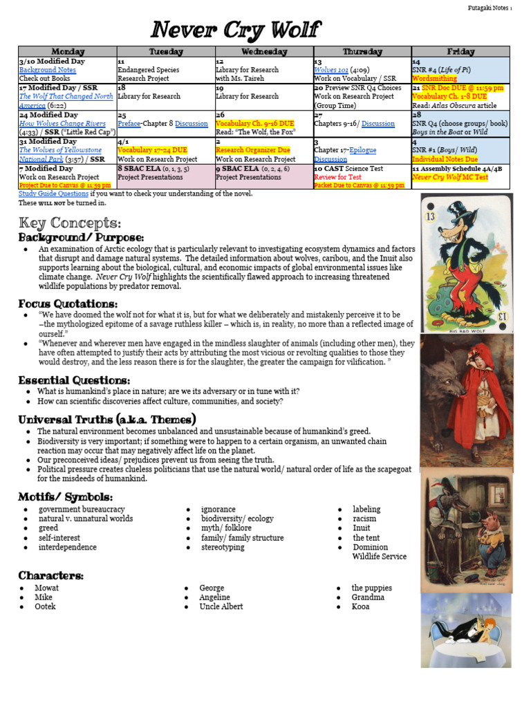 Never Cry Wolf Unit Packet - Adam Lien | PDF | Pack (Canine) | Little ...