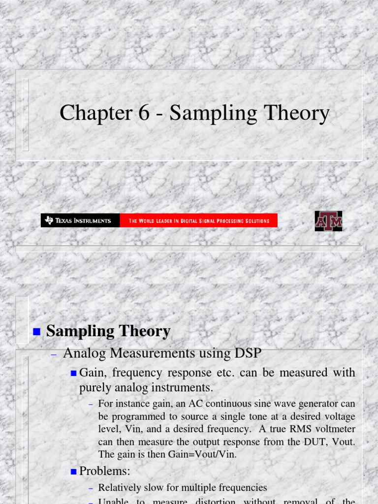Chapter 6 Sampling Theory Pdf Sampling Signal Processing Analog To Digital Converter