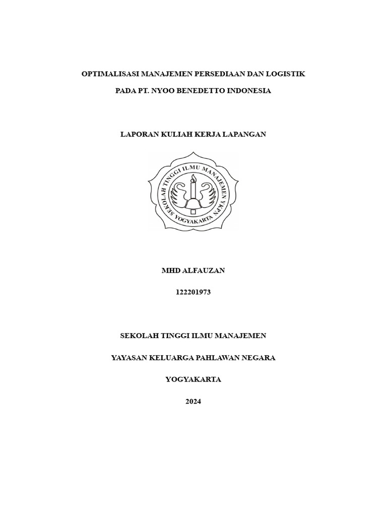 Optimalisasi Manajemen Persediaan Dan Logistik Pada Pt. Nyoo Benedetto Indonesia (Saladnyoo) | PDF