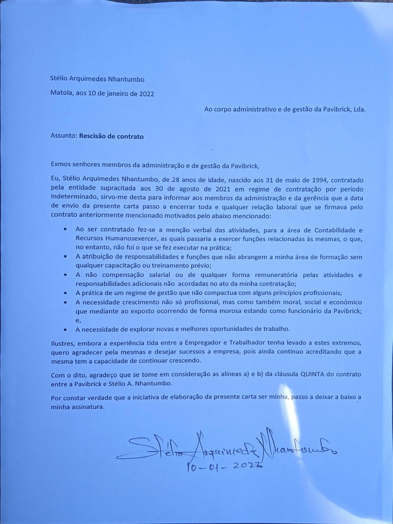 Carta de Rescisão | PDF