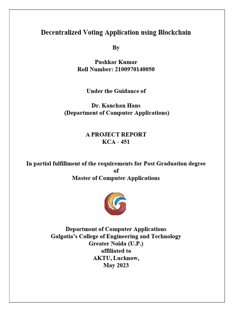 Project Report Sample Format | PDF | Use Case | Electronic Voting
