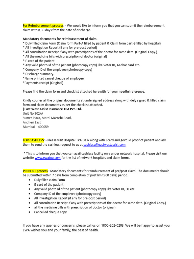 Reimbursement Claim Process Guide | PDF