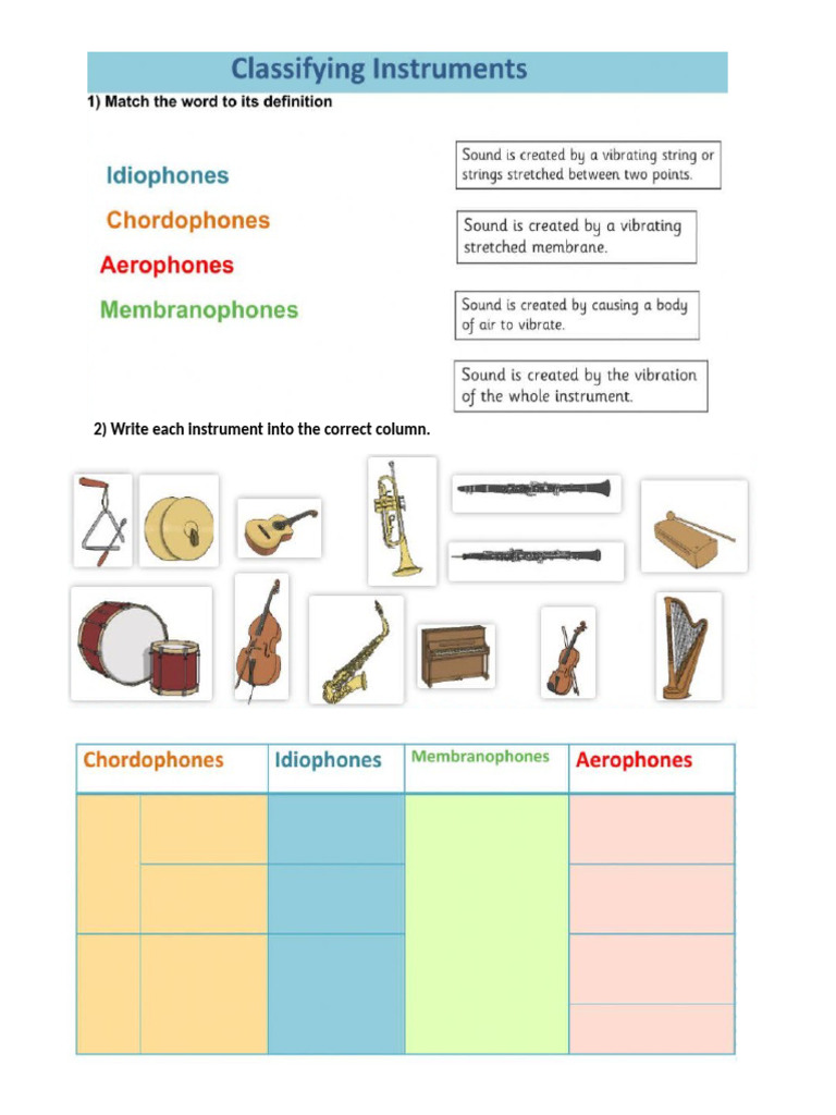 Grade 5 Instrument Family Worksheet | PDF