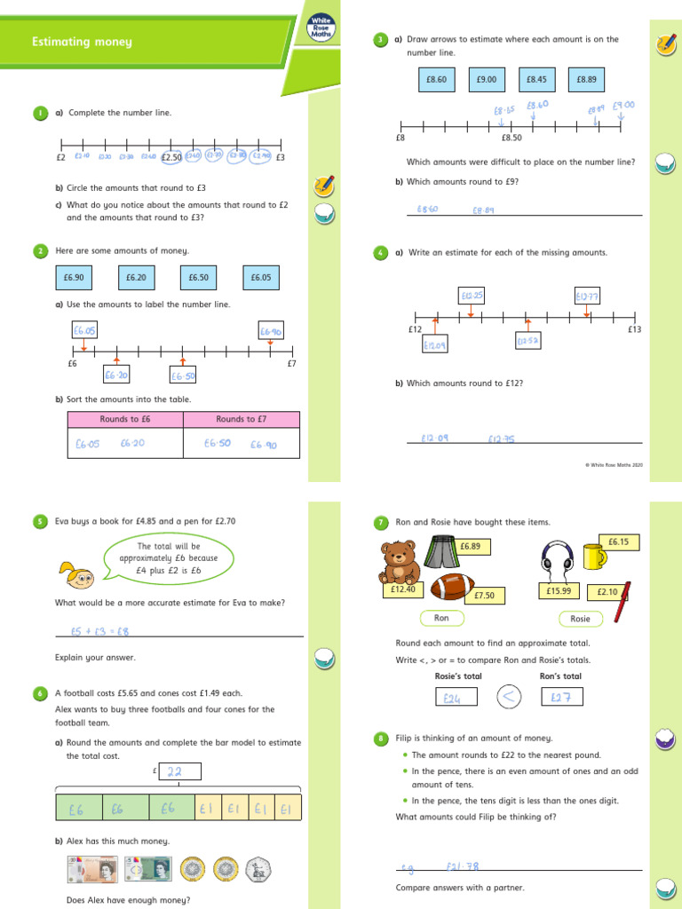 Lesson 3 Answers Estimating Money | PDF