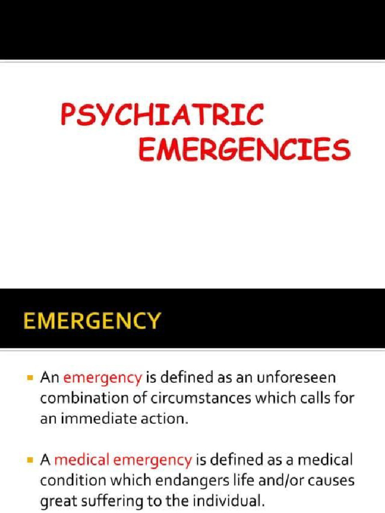 Psychiatric Emergencies | PDF