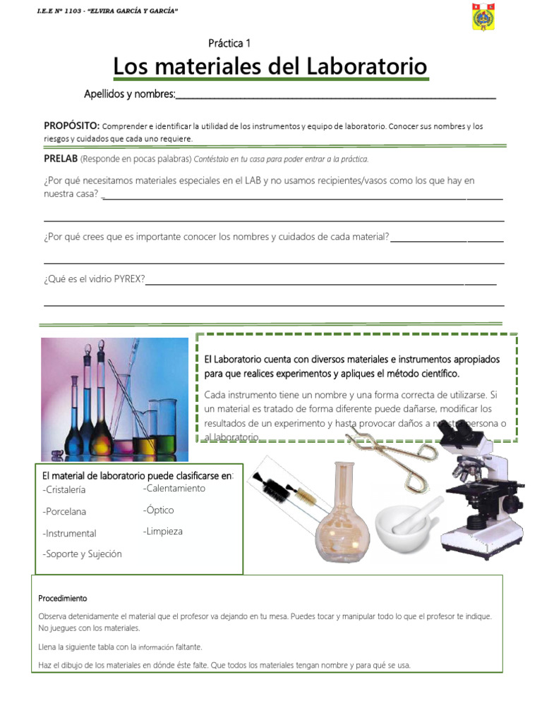 B 1º FICHA PRACTICA Materiales+Del+Laboratorio | PDF | Laboratorios