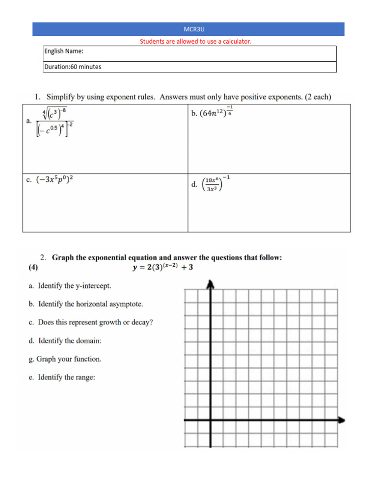 Review - Exponential Functions | PDF
