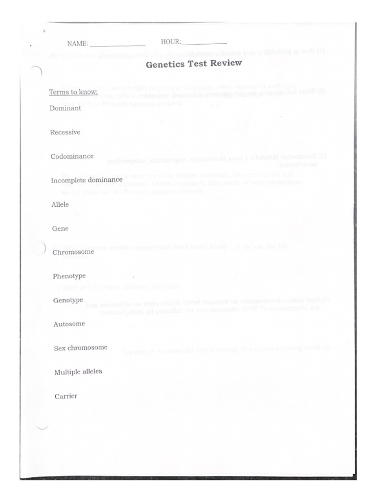 Genetics Test Review | PDF