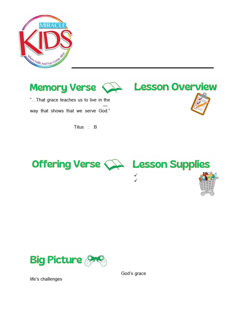 (3-5) Lesson - Grace Helps Us To Do Well in School | PDF | Moses | Bible