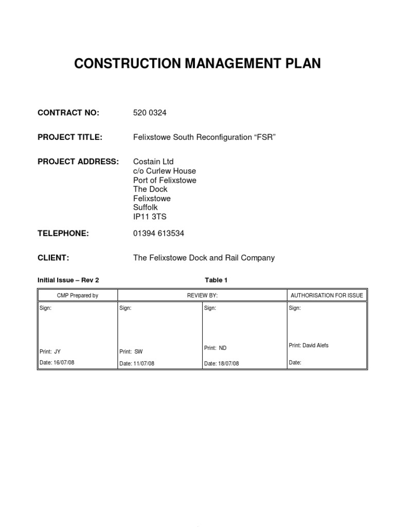 Construction Management Plan Rev 2 | PDF | Waste Management | Recycling