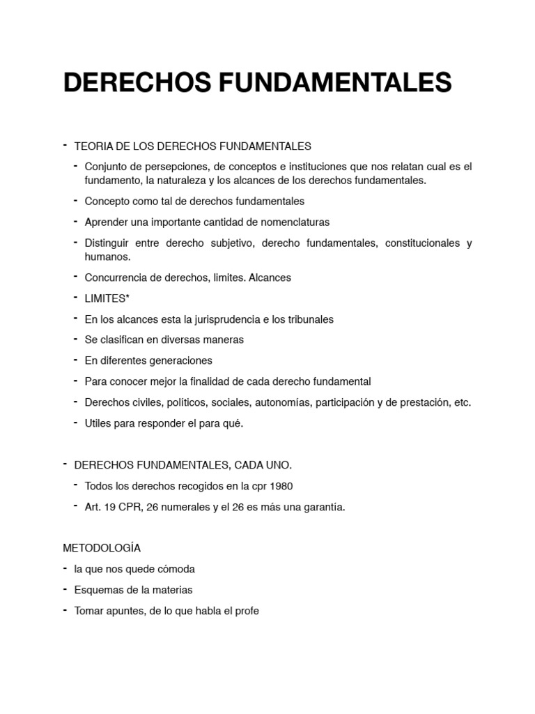 Teoría y Clasificación de Derechos Fundamentales | PDF | Derechos ...
