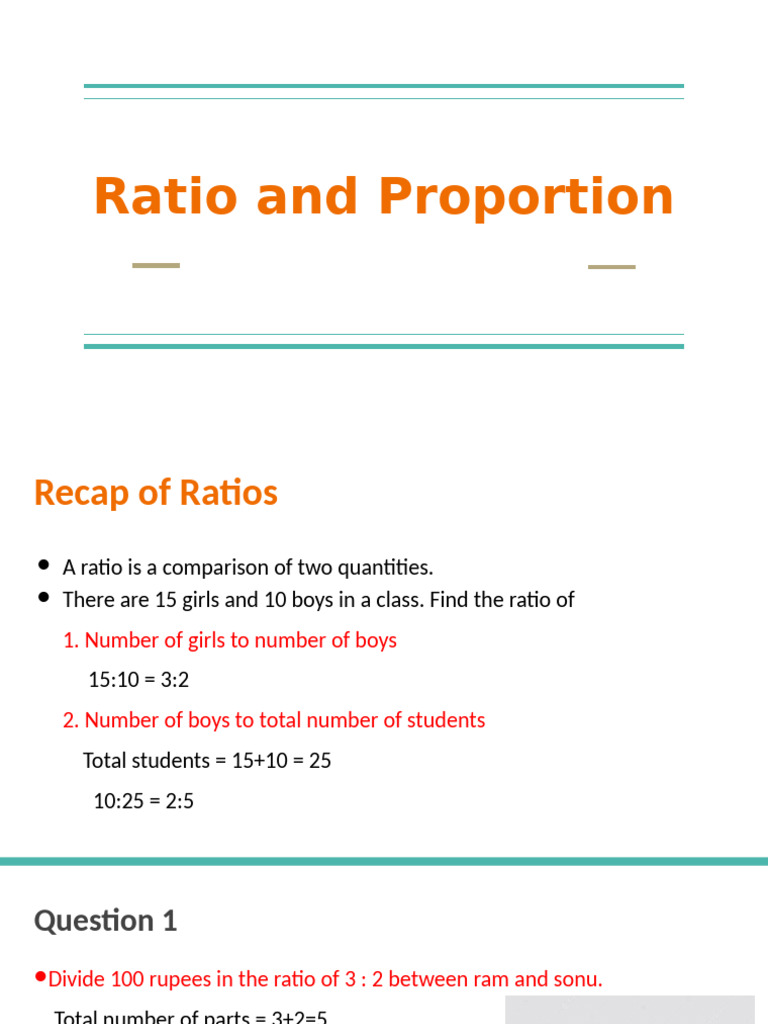 Ratios and Proportions | PDF | Ratio | Litre