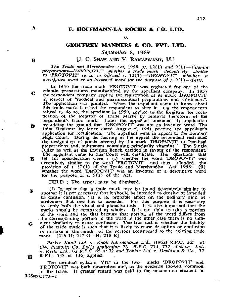 Trademark Dispute: DROPOVIT vs PROTOVIT | PDF | Trademark | Justice