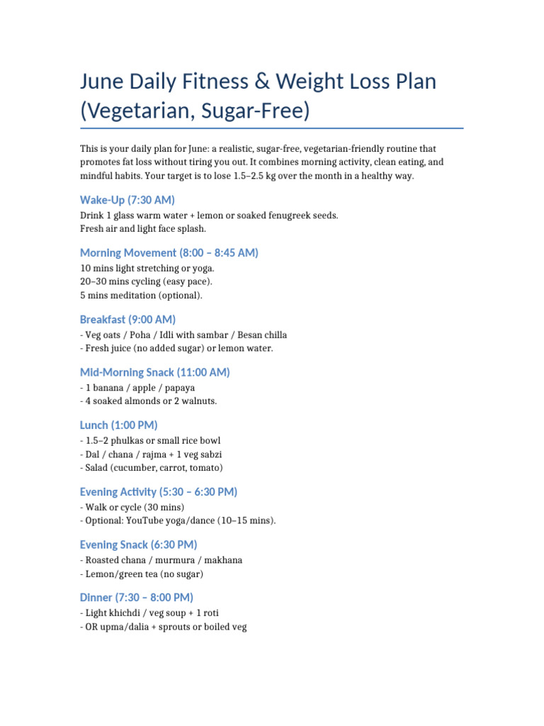 June Fitness Daily Plan-2 | PDF