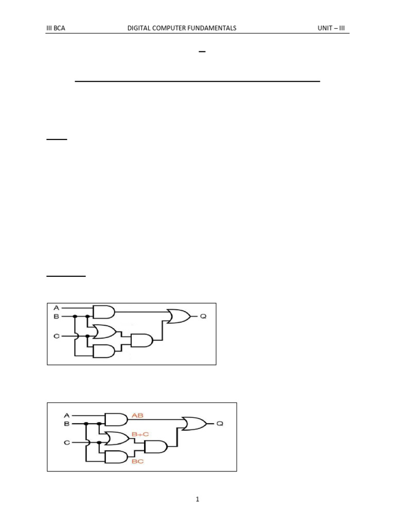 Digital Computer Fundamentals (Unit-III) | PDF | Logic Gate | Boolean ...