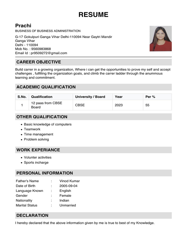 CV Format for Nigerian Applicants | PDF