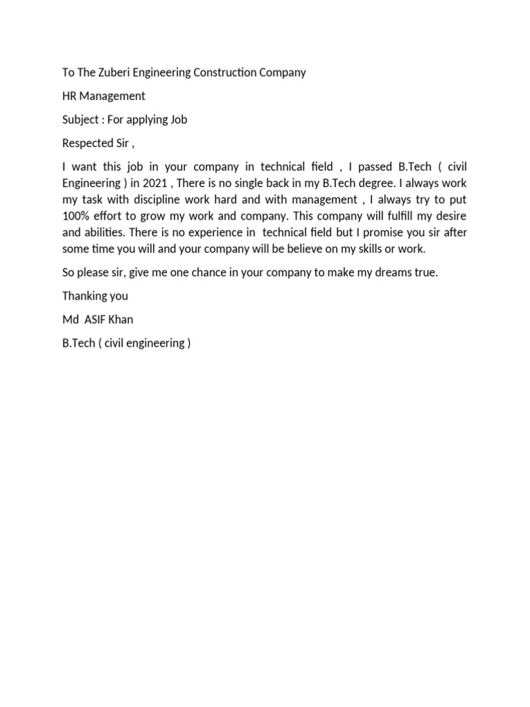 To The Zuberi Engineering Construction Company | PDF