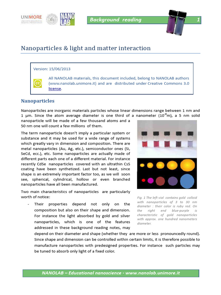 Nanoparticelle Background - Reading en | PDF | Electromagnetic ...